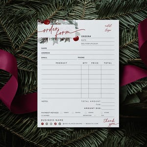 Editable Holiday Order Form Canva Template, Rustic Small Business Forms ...