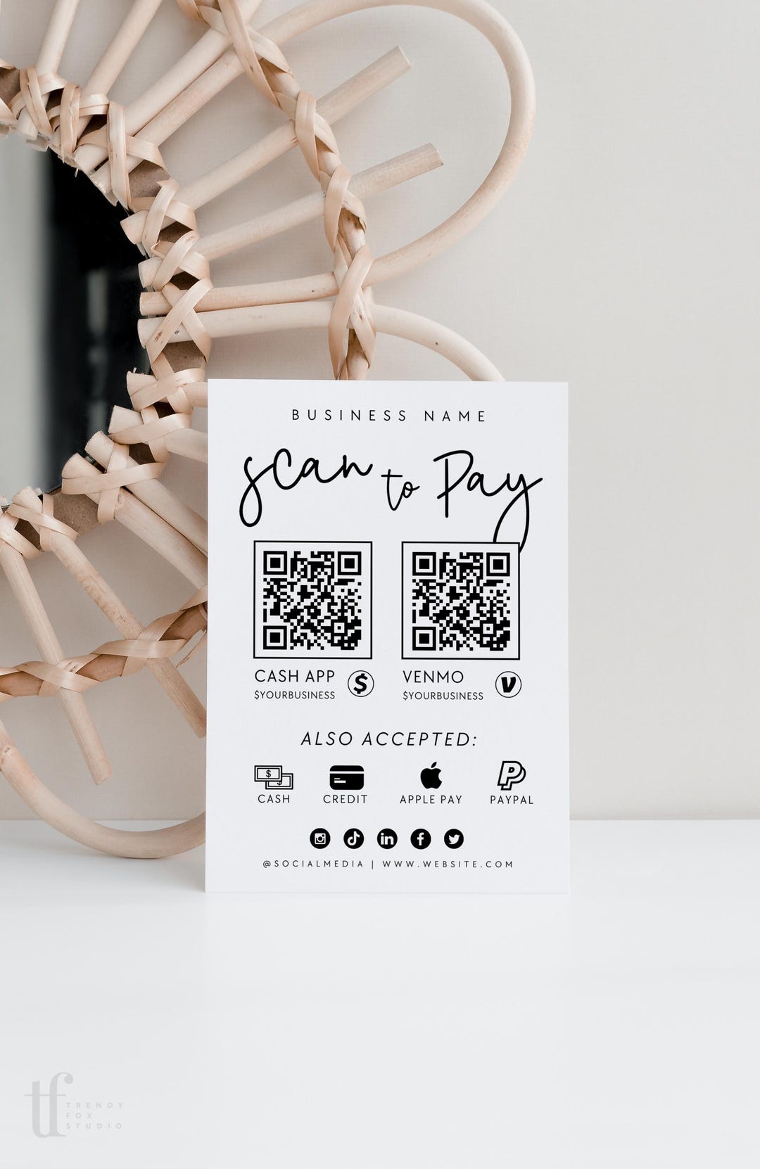 Cute Printable Payment Sign, 2 QR Code Sign Template, Scan to Pay Sign ...