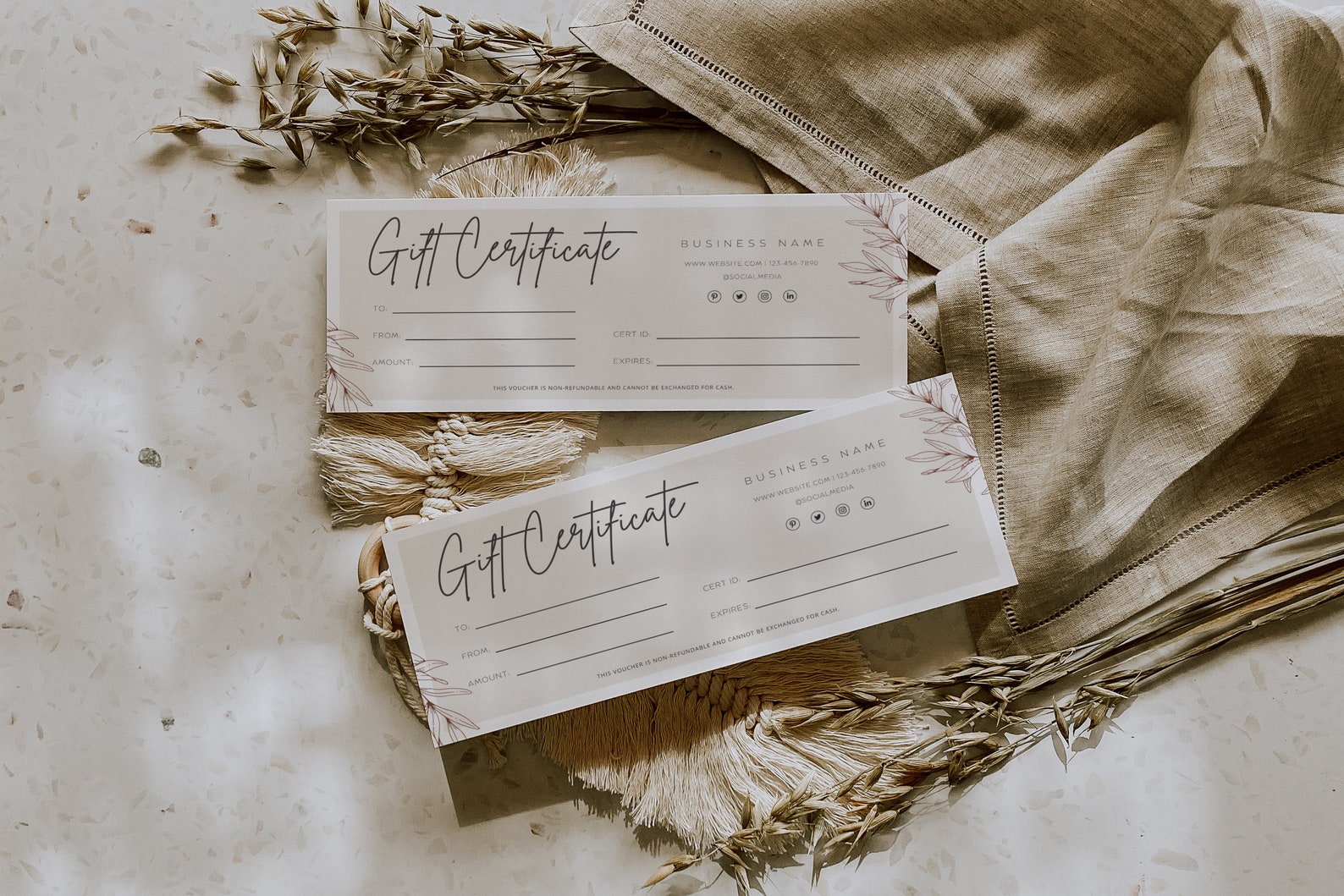 Boho Gift Certificate Template DIY Printable Gift Voucher - Etsy