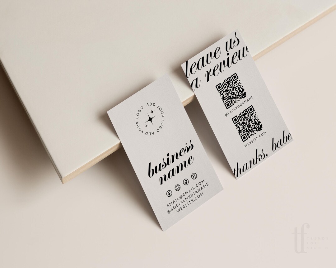 Leave Us A Review Business Card Canva Template, Elegant Luxe QR Code ...