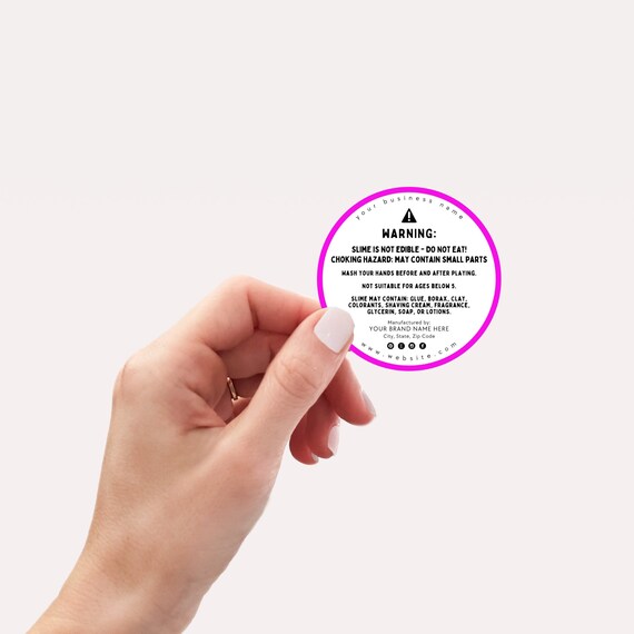 Round Slime Warning Label Template Editable Slime - Etsy New Zealand