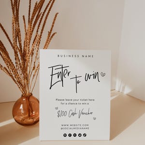Minimal Raffle Sign Canva Template, Modern Enter to Win Poster, Pop-up ...