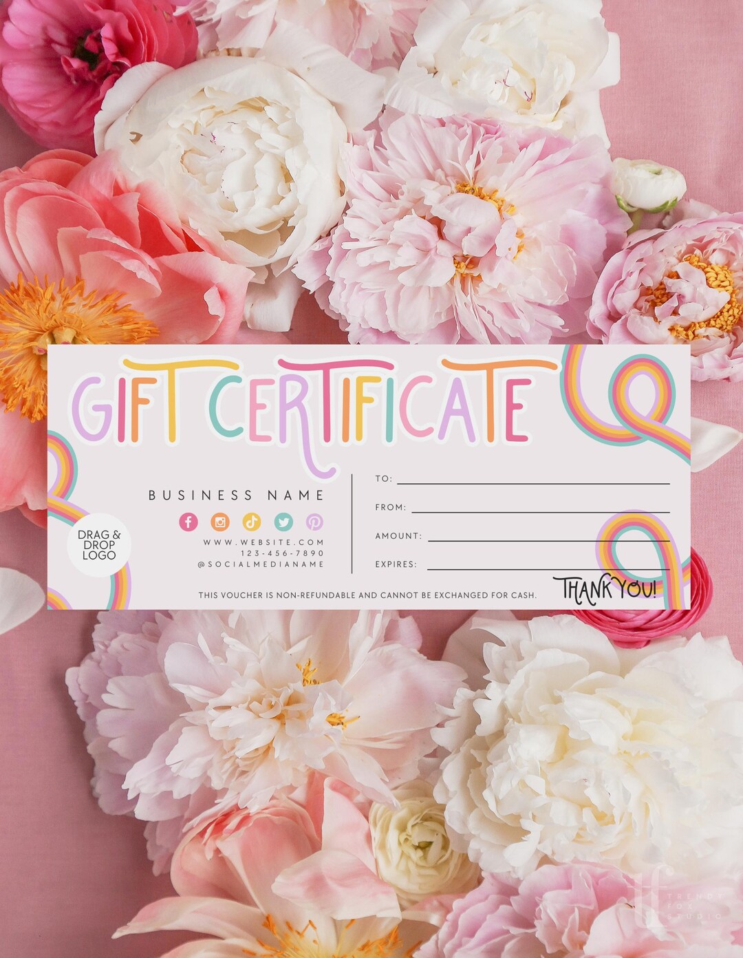 Rainbow Gift Certificate Canva Template, DIY Pastel Printable Gift ...