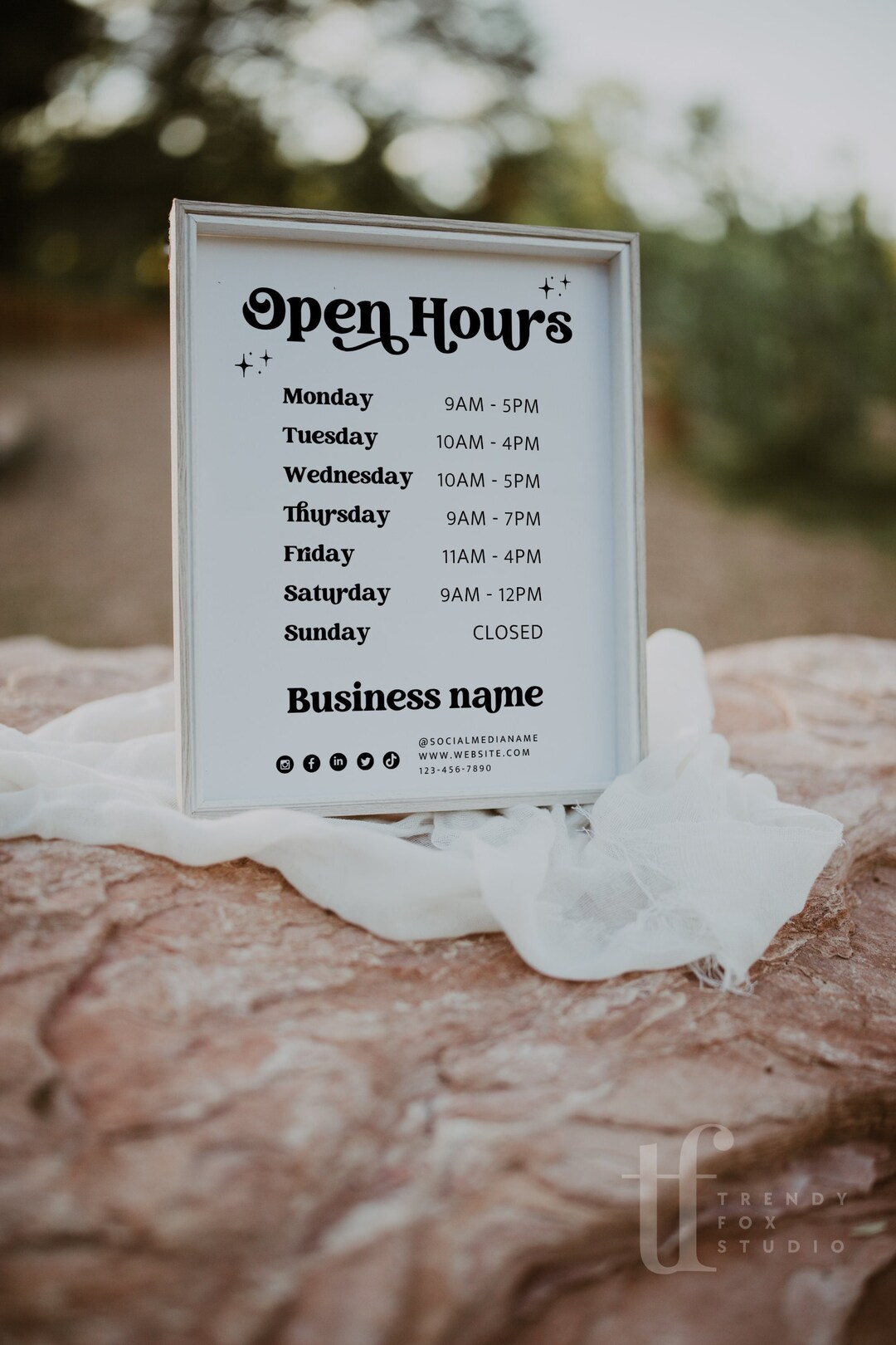 Open Hours Sign Canva Template, Editable Business Hours Sign, Salon ...