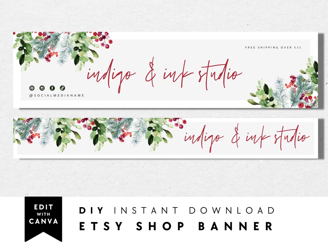 Christmas Etsy Shop Banner Template Holiday Etsy Banner Canva - Etsy