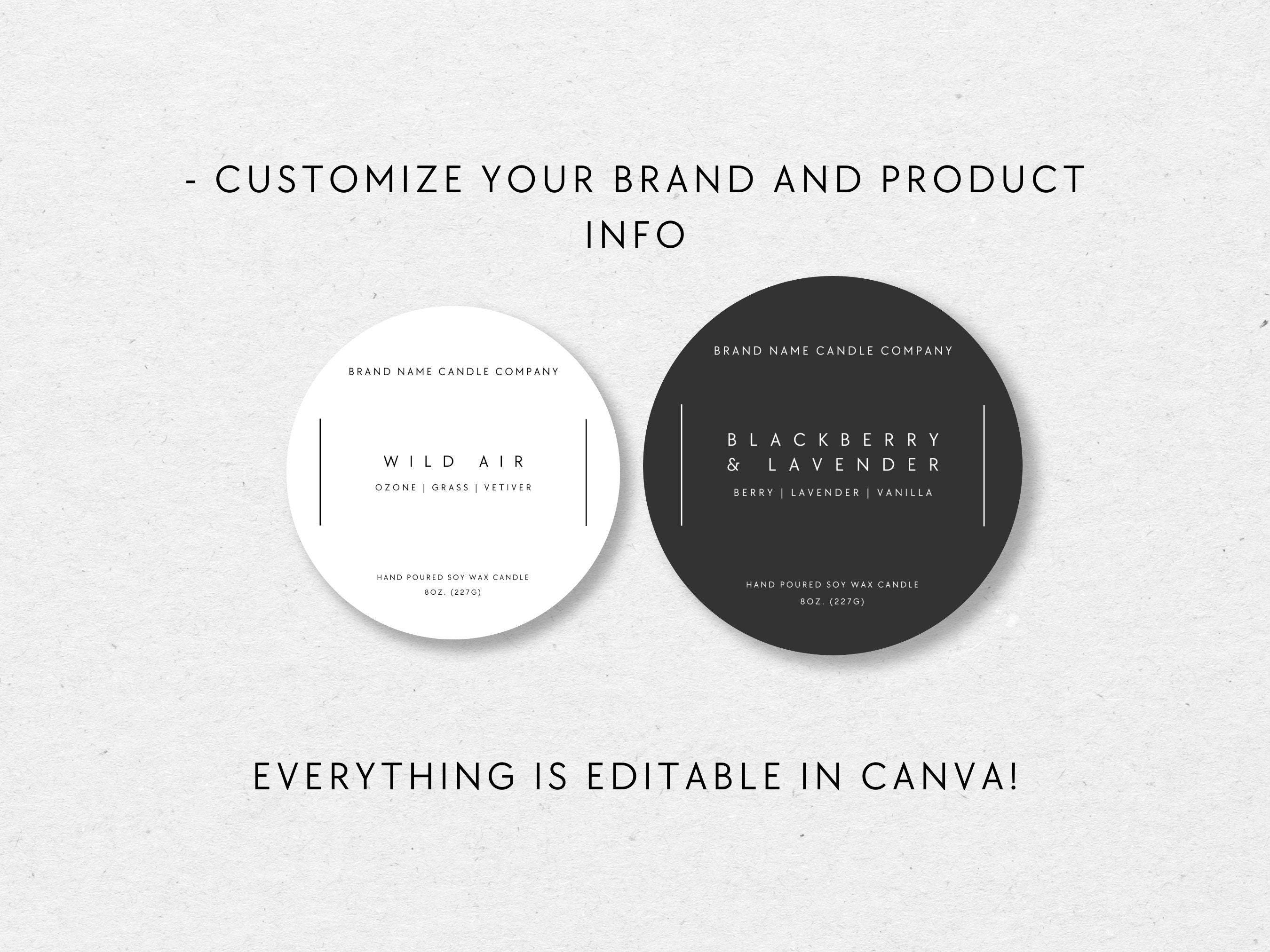 Round Candle Label Template, DIY Minimal Candle Label, Customizable ...