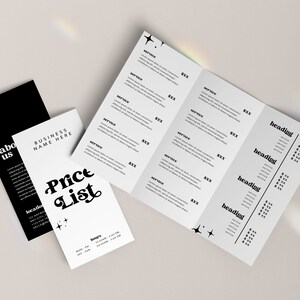 DIY Tri-fold Printable Price List Template, Editable Trifold Price ...