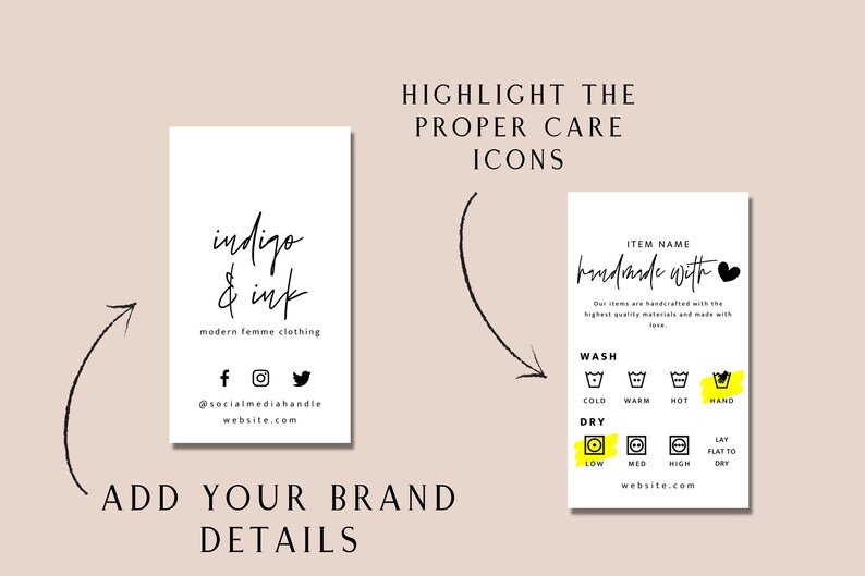 Editable Washing Instructions Tag Printable Hang Tag - Etsy