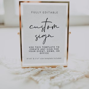 Customizable Sign Template, Printable Sign 8x10, DIY Editable Sign ...