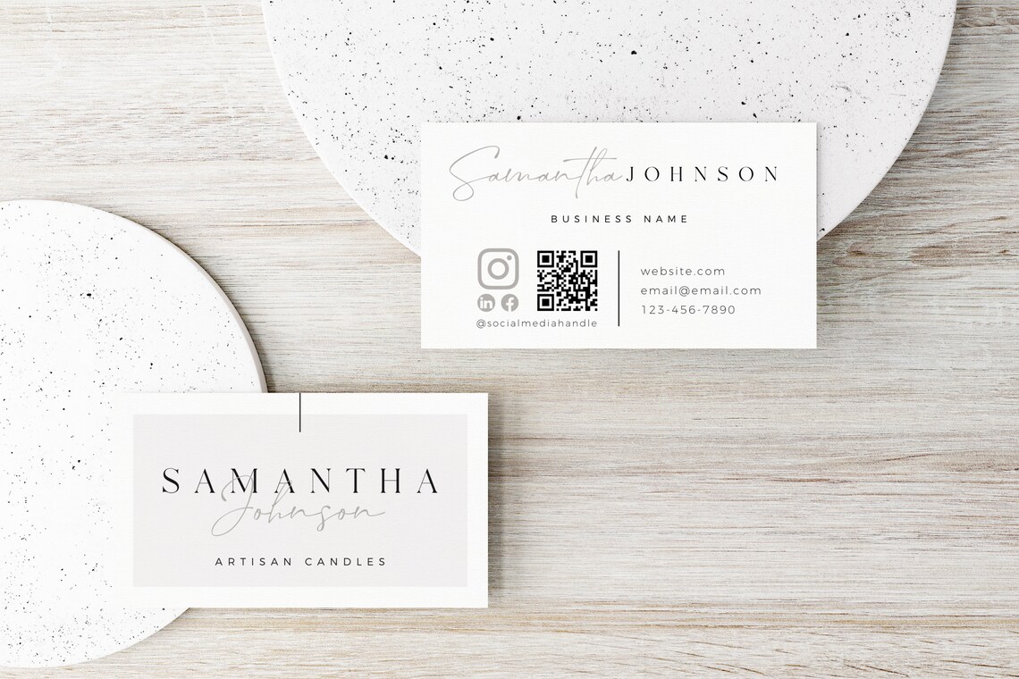 Business Card Template QR Code Instant Download Printable | Etsy