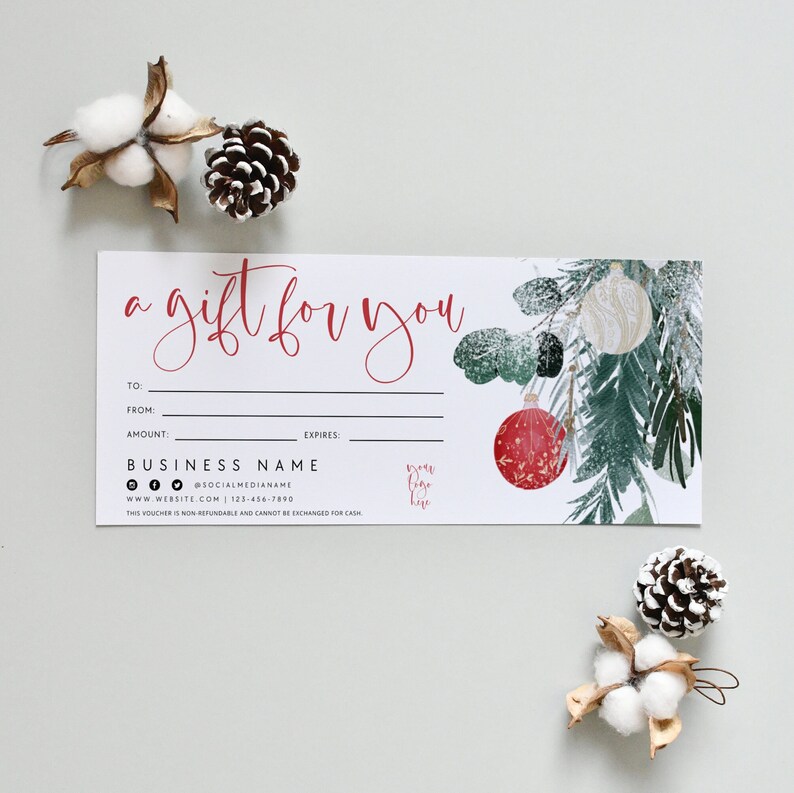 Holiday Gift Certificate Template DIY Printable Gift Voucher - Etsy