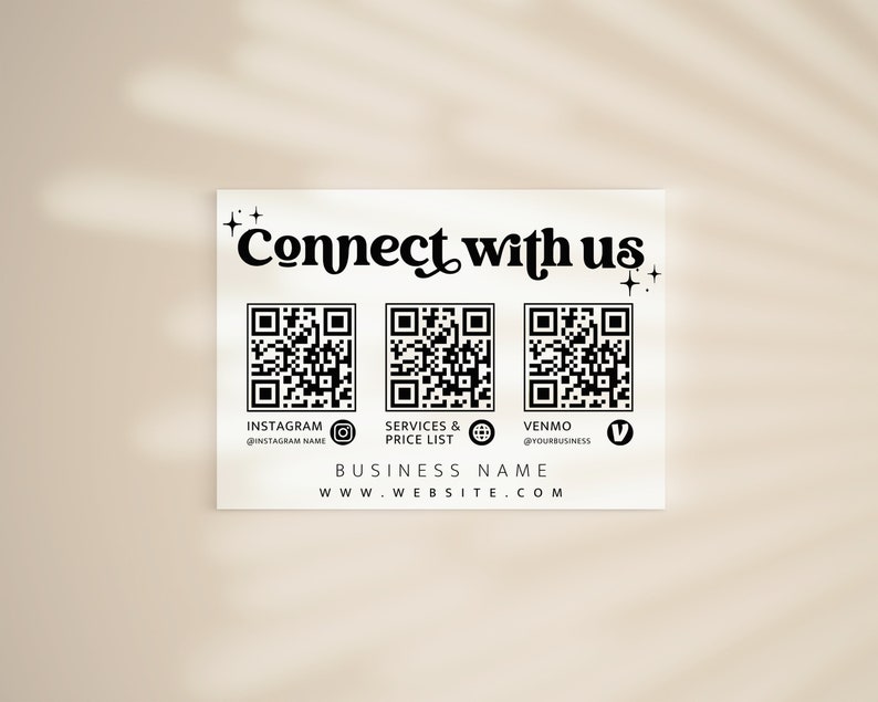 Retro QR Code Scan to Pay Sign Template Printable Business - Etsy