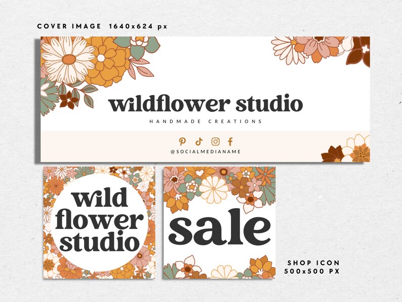 Retro Facebook Cover Template Facebook Banner Facebook Icon - Etsy