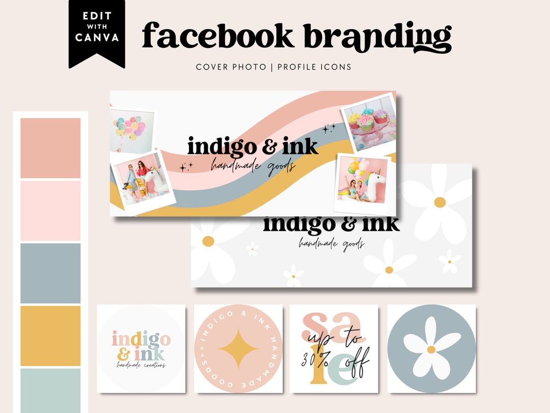 Rainbow Facebook Cover Template, Facebook Banner, Facebook Icon ...