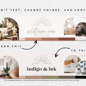 Boho Etsy Banner Canva Template Etsy Store Branding Editable - Etsy