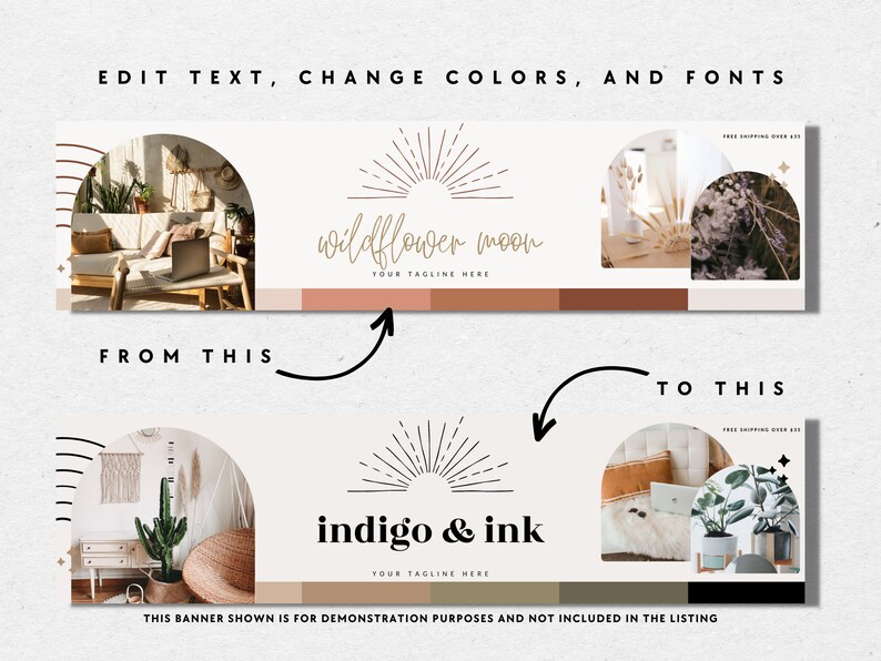 Boho Etsy Banner Canva Template Etsy Store Branding Editable - Etsy