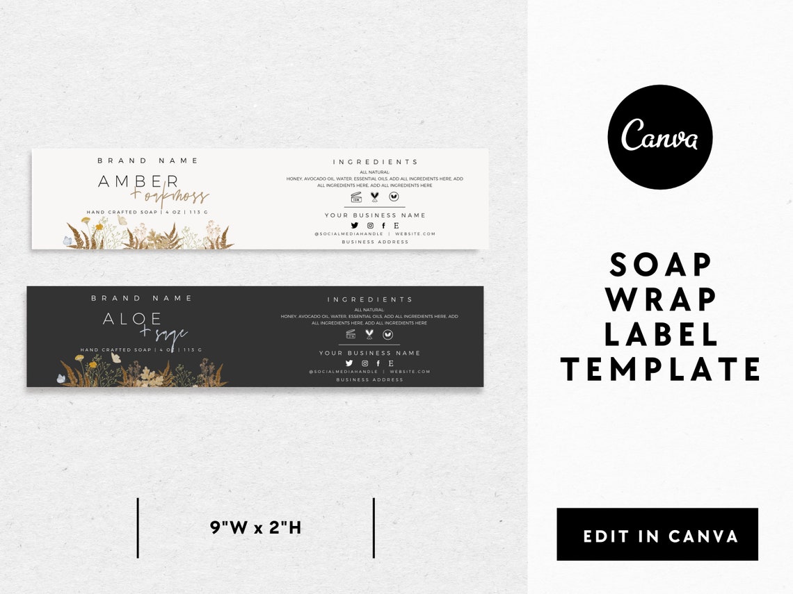 Printable Soap Label Template Customizable Soap Wrap Label - Etsy UK