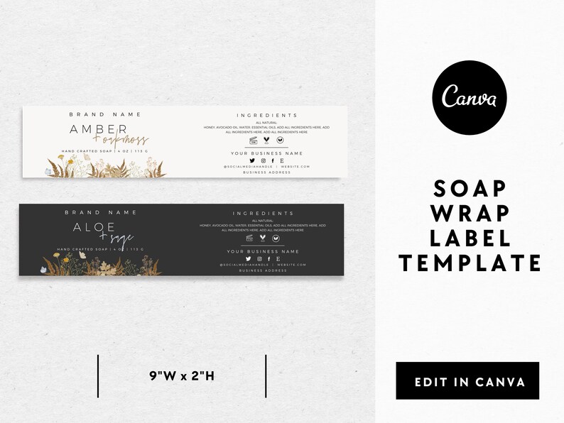 Printable Soap Label Template Customizable Soap Wrap Label - Etsy