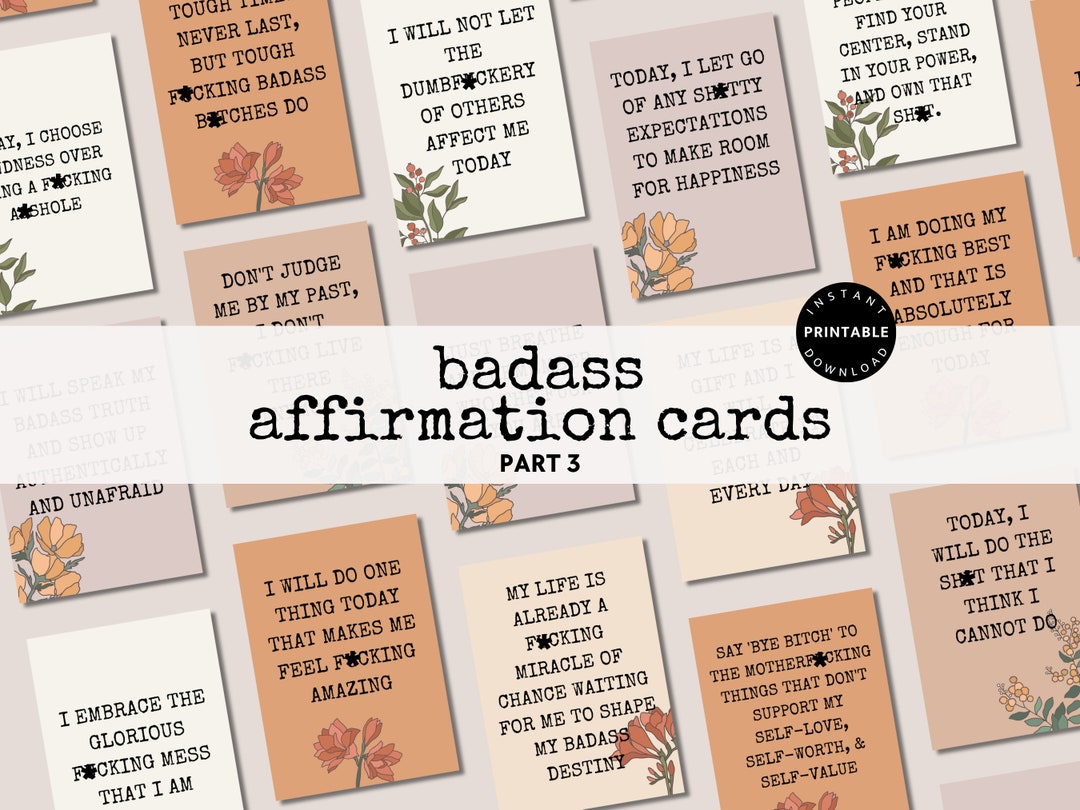 Printable Badass Affirmation Cards Sweary Affirmation Deck Motivational ...
