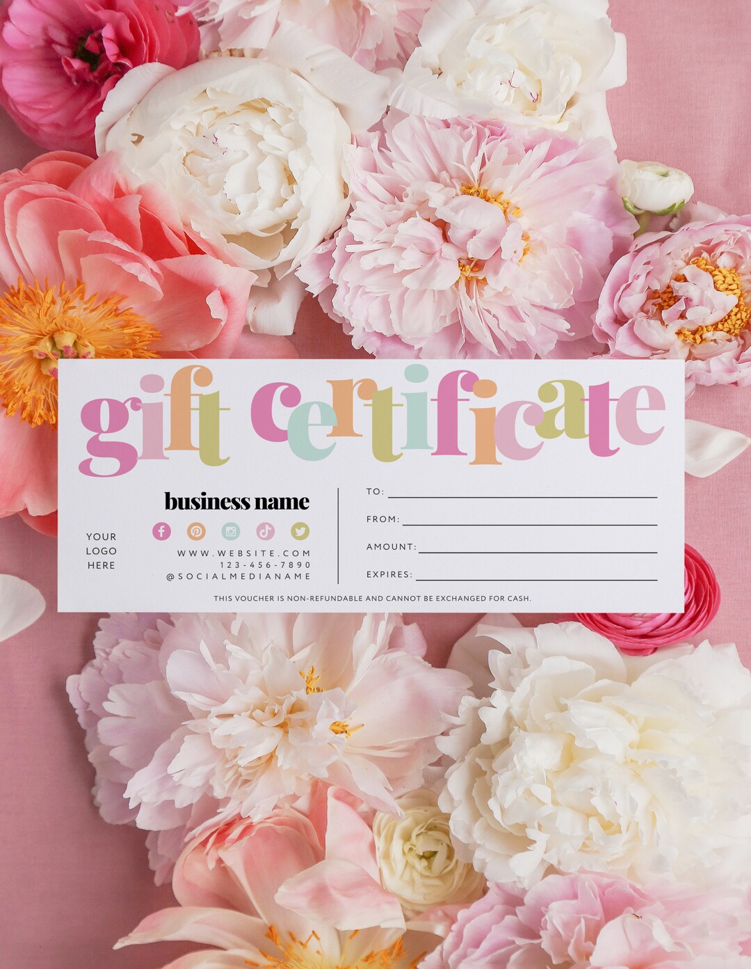 Rainbow Gift Certificate Canva Template, DIY Fun Retro Printable Gift ...