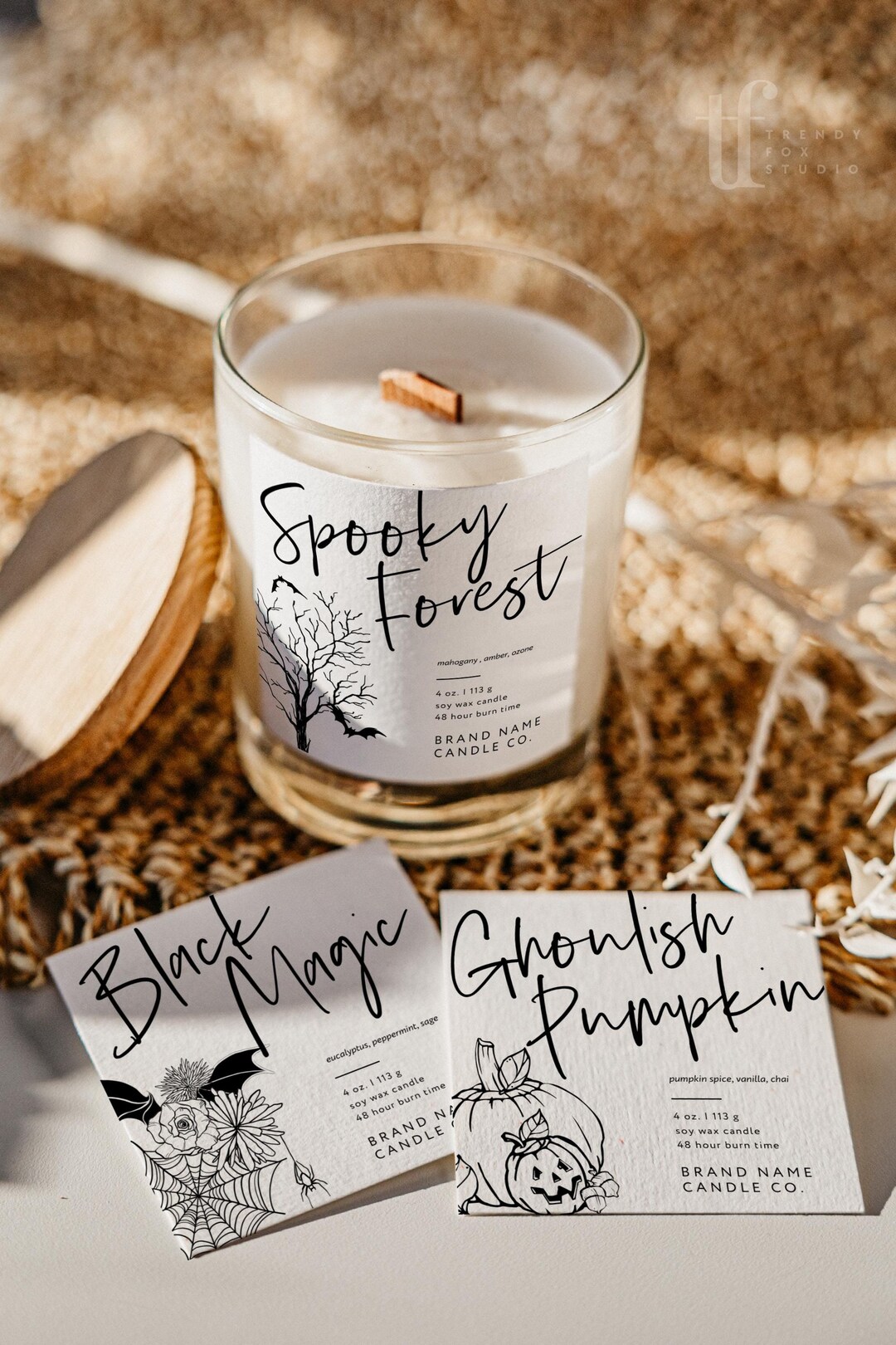 Halloween Candle Label Canva Template, Editable Spooky Label Design ...