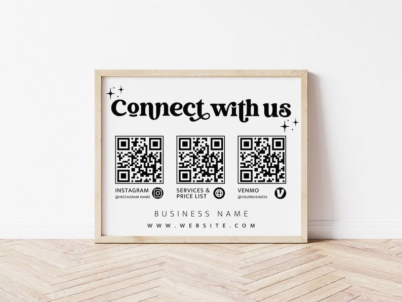 Retro QR Code Scan to Pay Sign Template Printable Business - Etsy