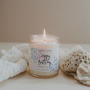 Happy Birthday Candle Label Template, Editable Candle Label Design ...