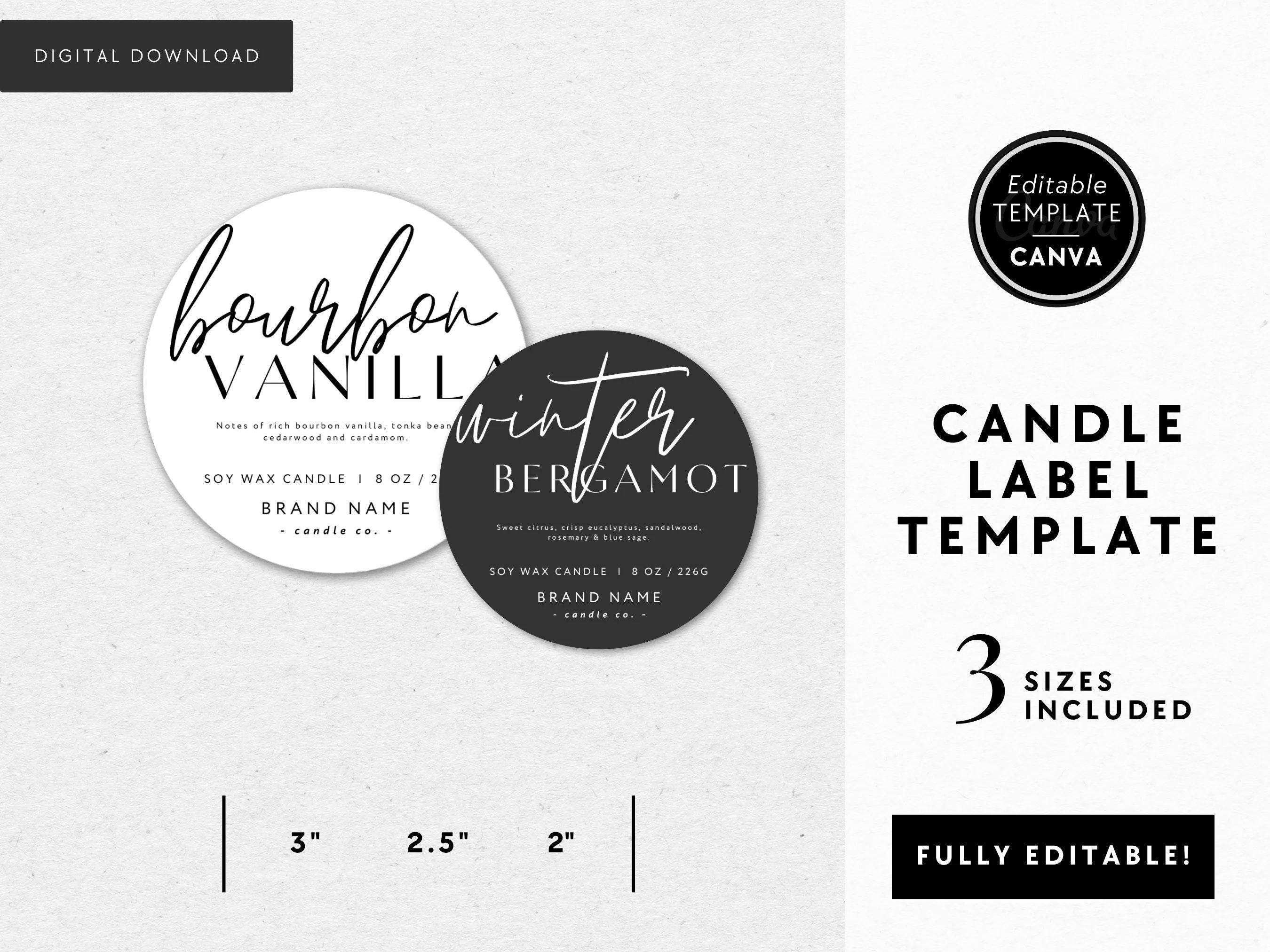 Round Candle Label Canva Template, DIY Modern Editable Candle Label ...