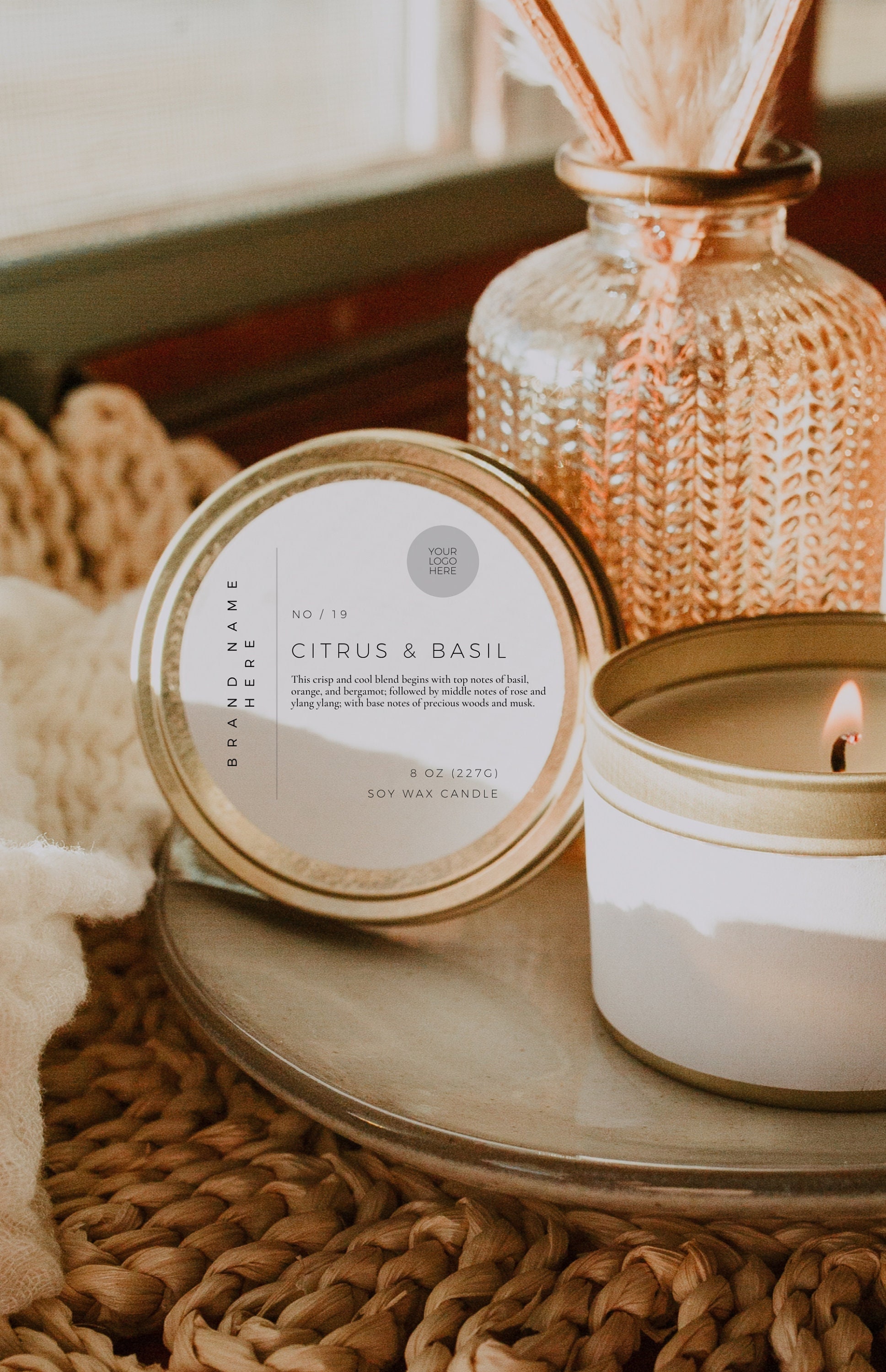 Round Candle Label Template Editable Candle Lid Sticker | Etsy