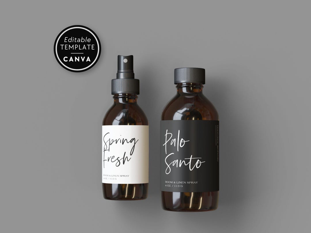Editable Product Label Canva Template, Room Spray Label Template ...