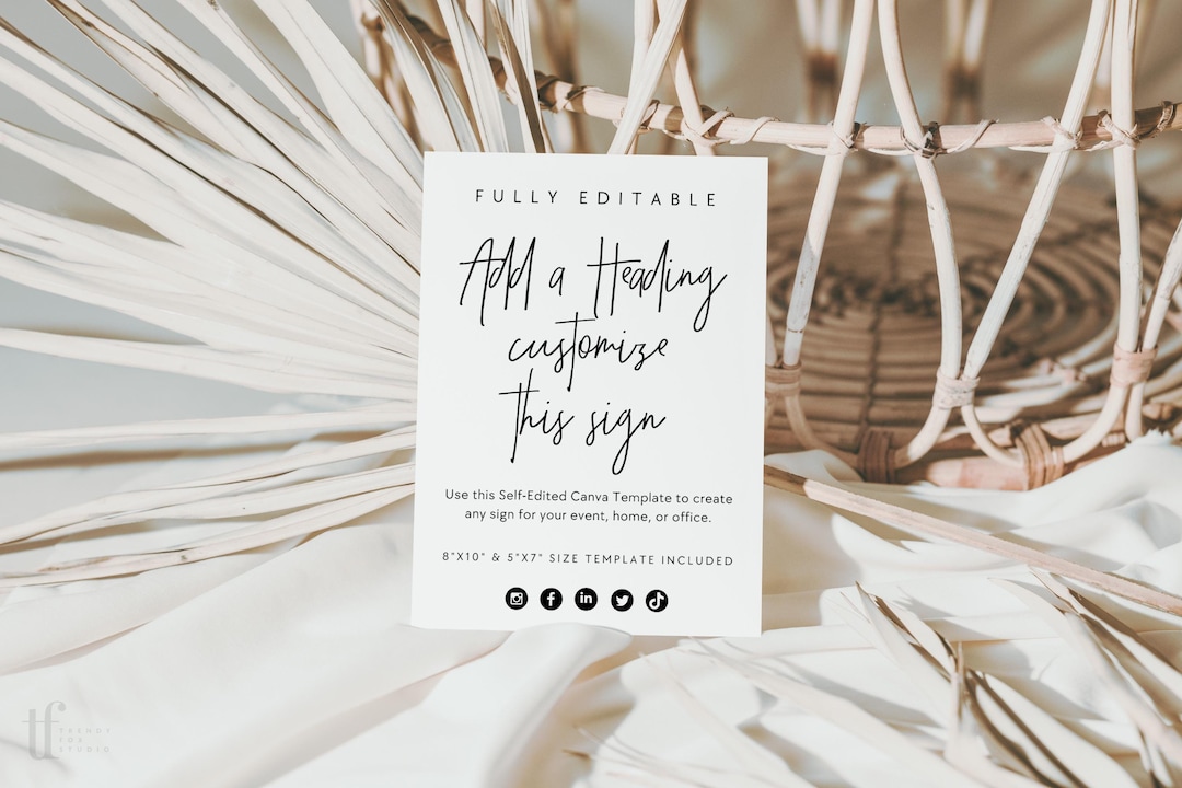Customizable Sign Template, Printable Sign 8x10, DIY Editable Sign ...