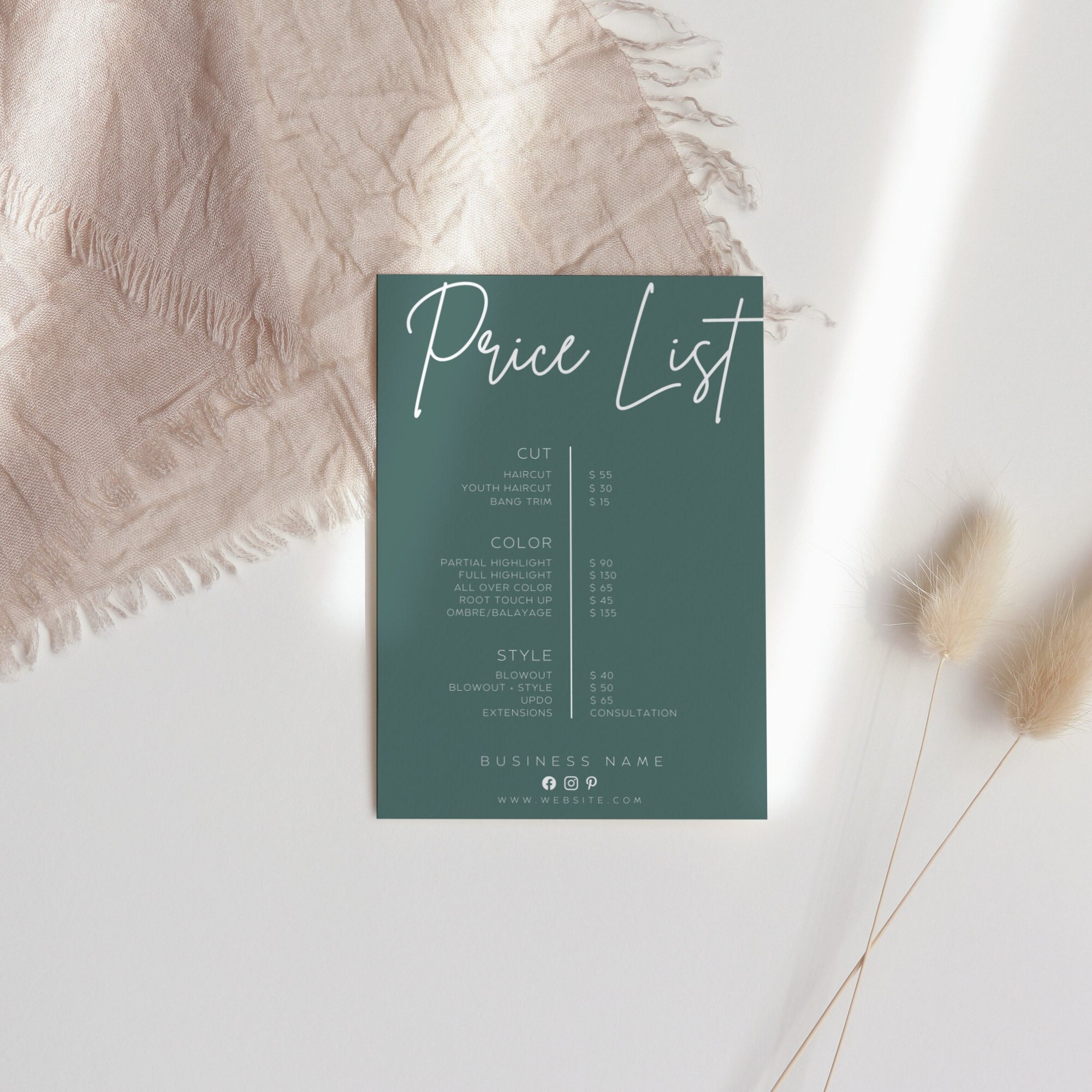 DIY Printable Price List Template Editable Price Sheet - Etsy Canada