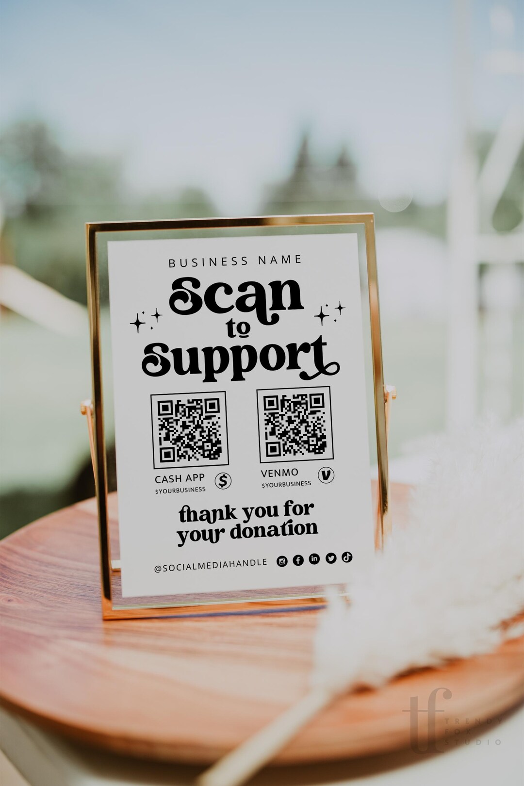 Retro Scan to Support Sign Template, QR Code Sign, Printable Donation ...