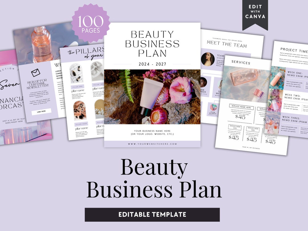 Beauty Business Plan Canva Template, Salon Startup Plan, Skincare or ...