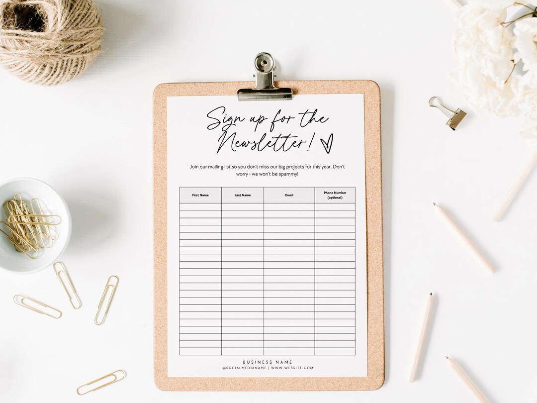 Modern Email List Sign up Form Template Canva, Printable Email ...
