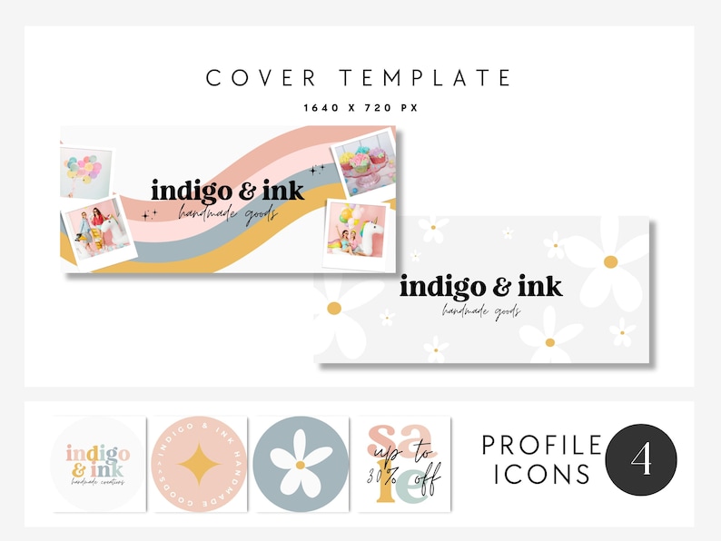 Rainbow Facebook Cover Template, Facebook Banner, Facebook Icon ...