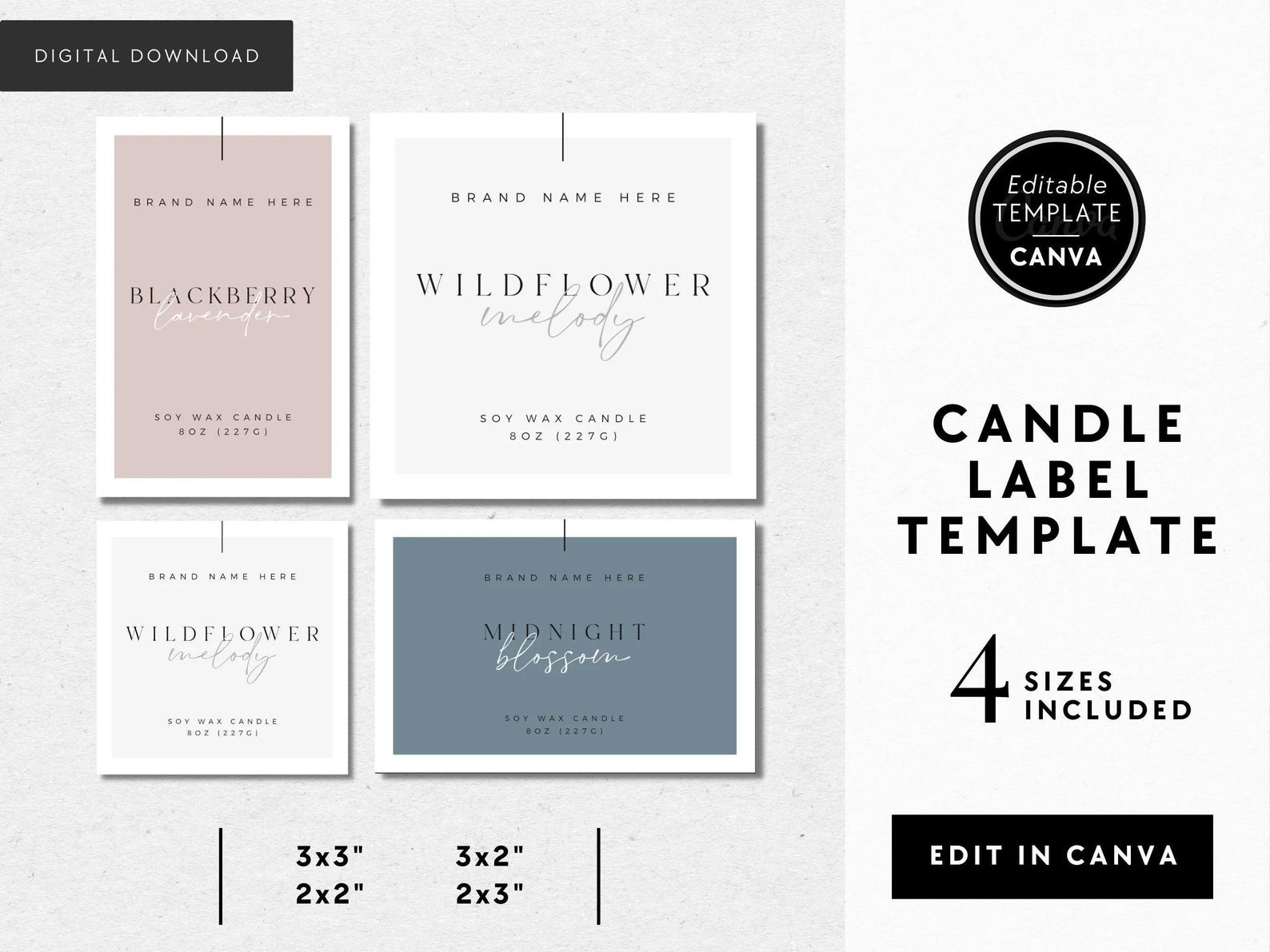 Modern Candle Label Template, Editable Candle Label Design ...