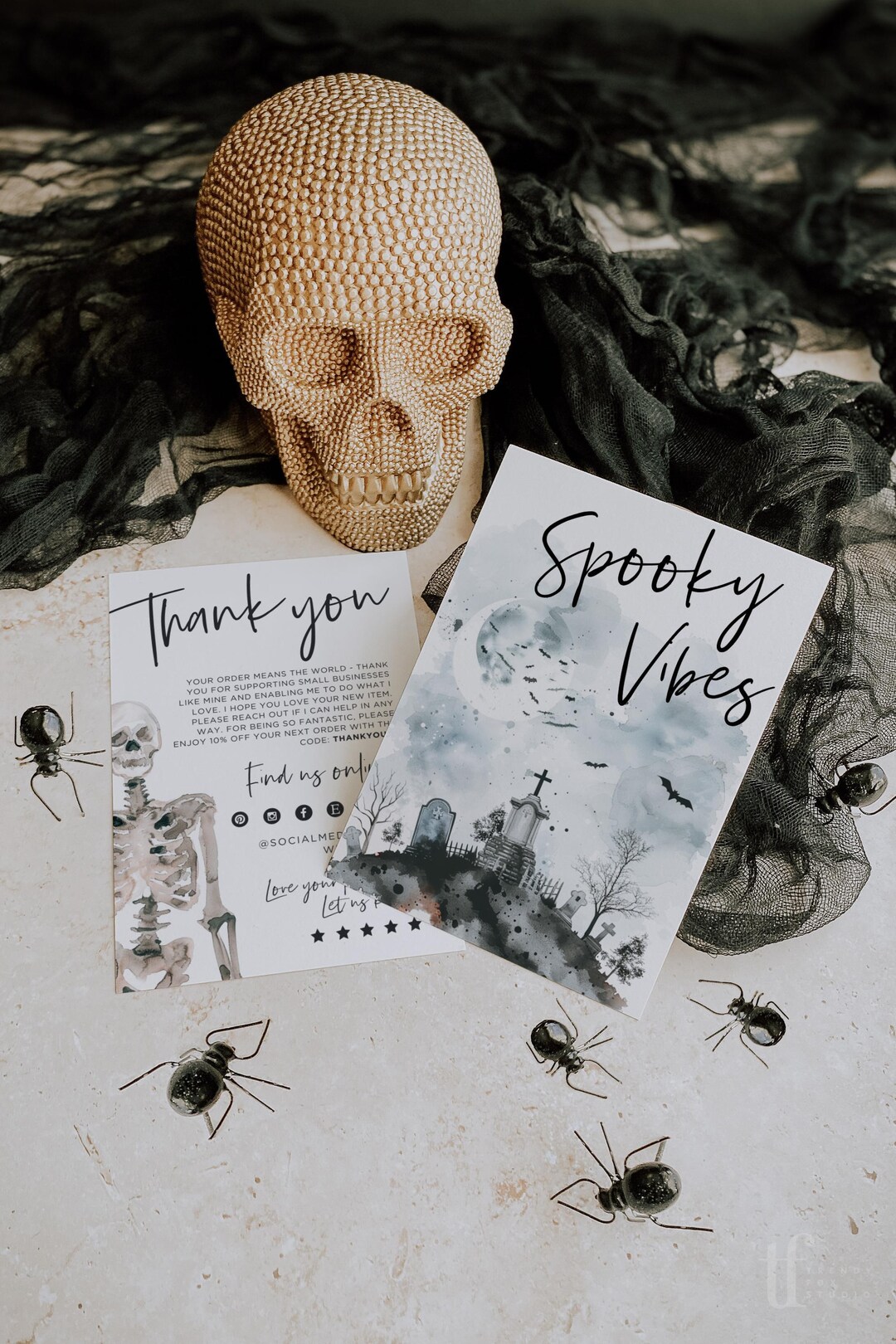 Spooky Halloween Business Thank You Card Template, Editable Business ...