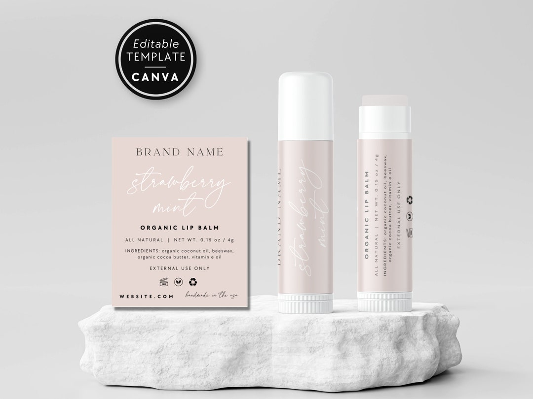 Lip Balm Label Template, Lip Balm Wrap Packaging, Editable Product ...