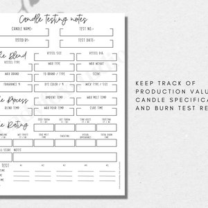 Candle Testing Sheet, Printable Candle Burn Test Sheet, Candle Test ...