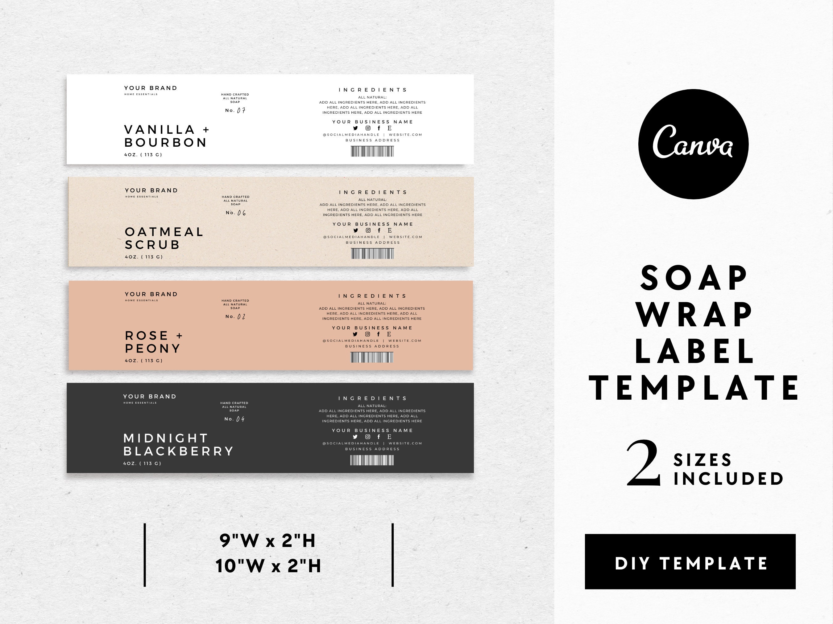 Soap Label Canva Template Editable Bar Soap Wrap Custom Soap - Etsy