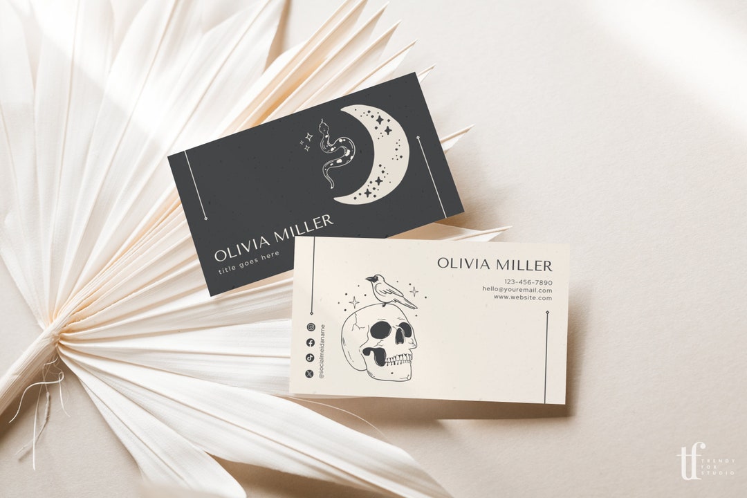 Goth Business Card Canva Template, DIY Printable Business Card, Dark ...