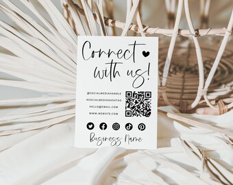 Connect With Us Social Media Sign Template, DIY Follow Us on Social ...
