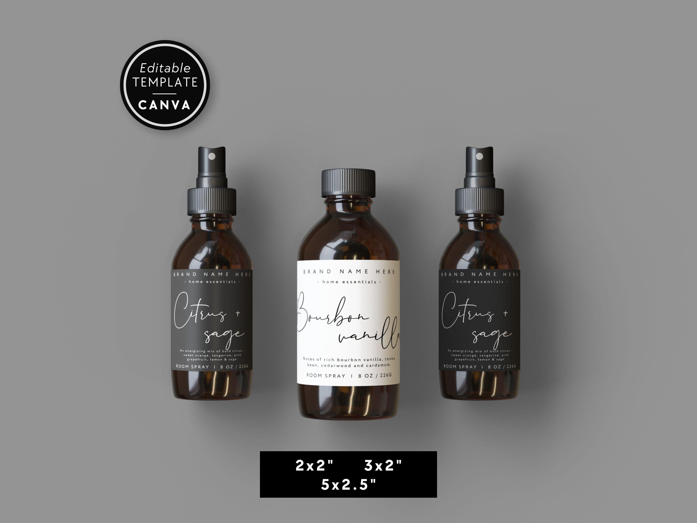 Minimal Editable Room Spray Label Canva Template, 2x2 3x2 DIY Label for ...