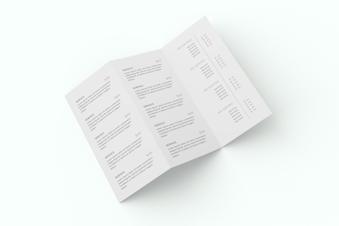 DIY Tri-fold Printable Price List Template, Editable Trifold Price ...