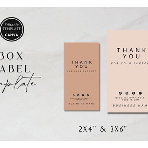 Box Label & Matching Thank You Card Template Bundle, DIY Business Thank ...