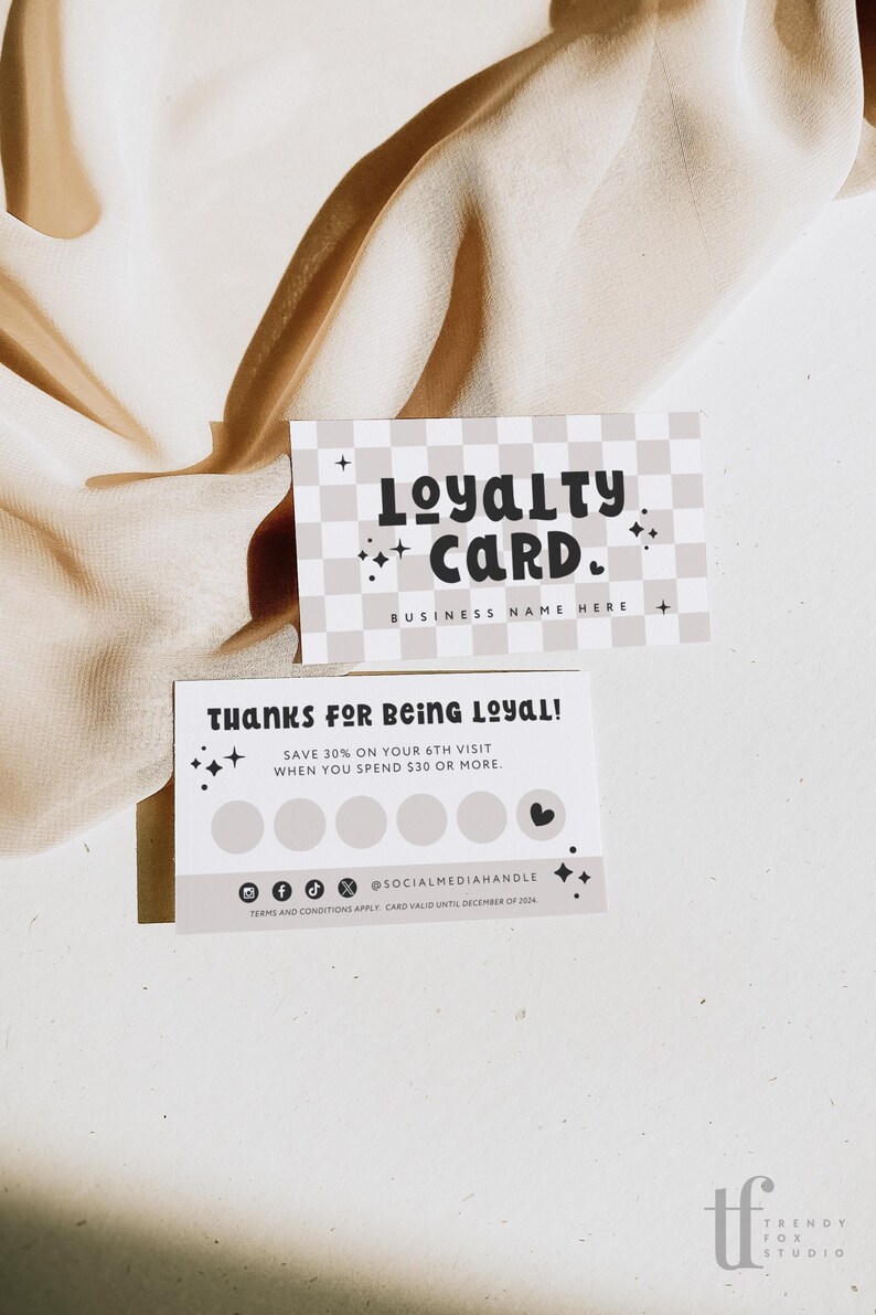 Retro Loyalty Card Template Canva, Editable Customer Punch Card ...