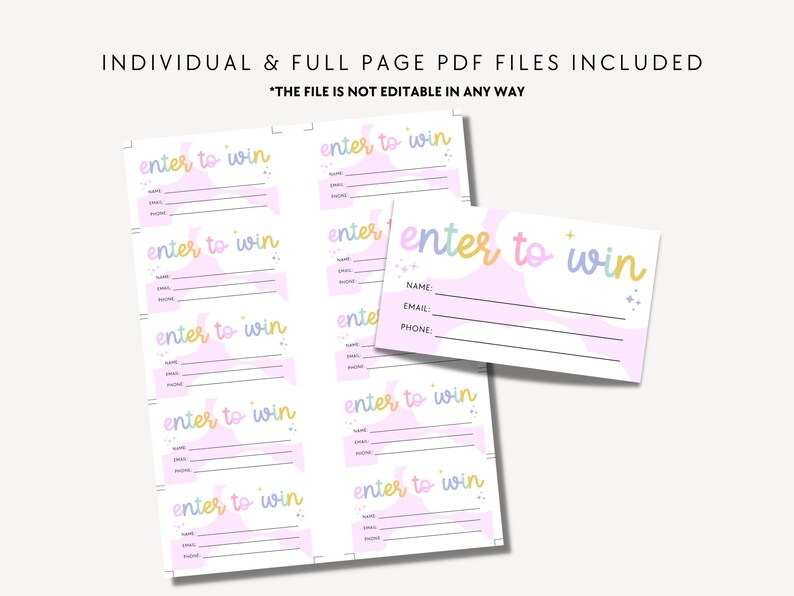 Raffle Ticket Printable Instant Download, Rainbow Enter to Win Business ...