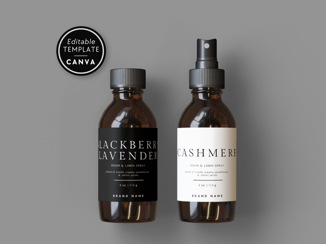 Room Spray Label Canva Template, Editable Bottle Label Template, 2x2 ...