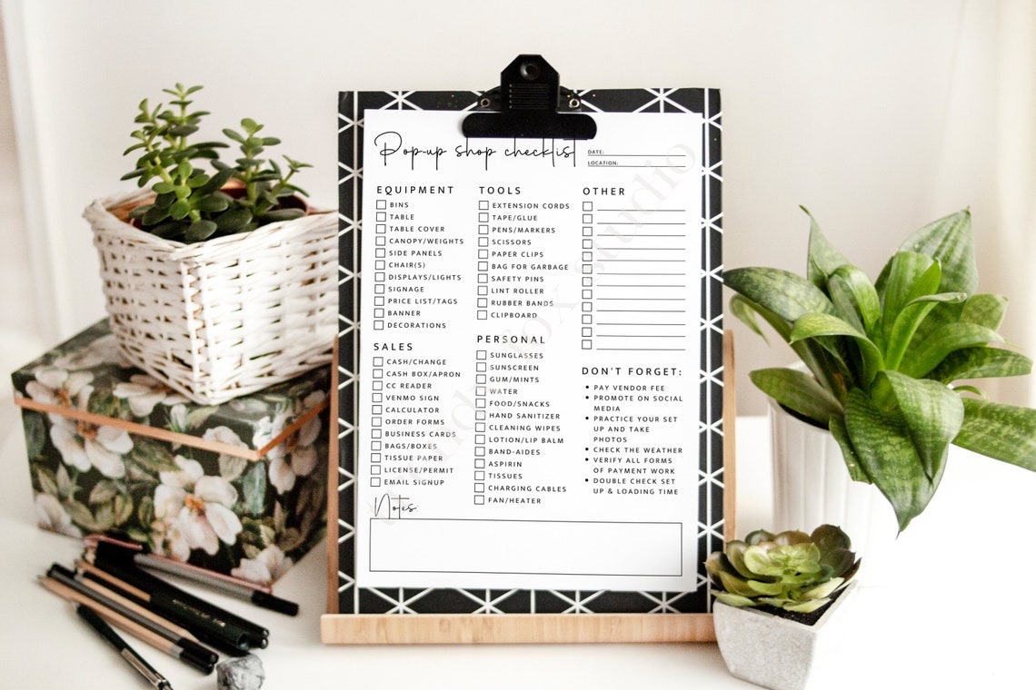 Pop-up Shop Checklist Vendor Event Planner Craft Show - Etsy